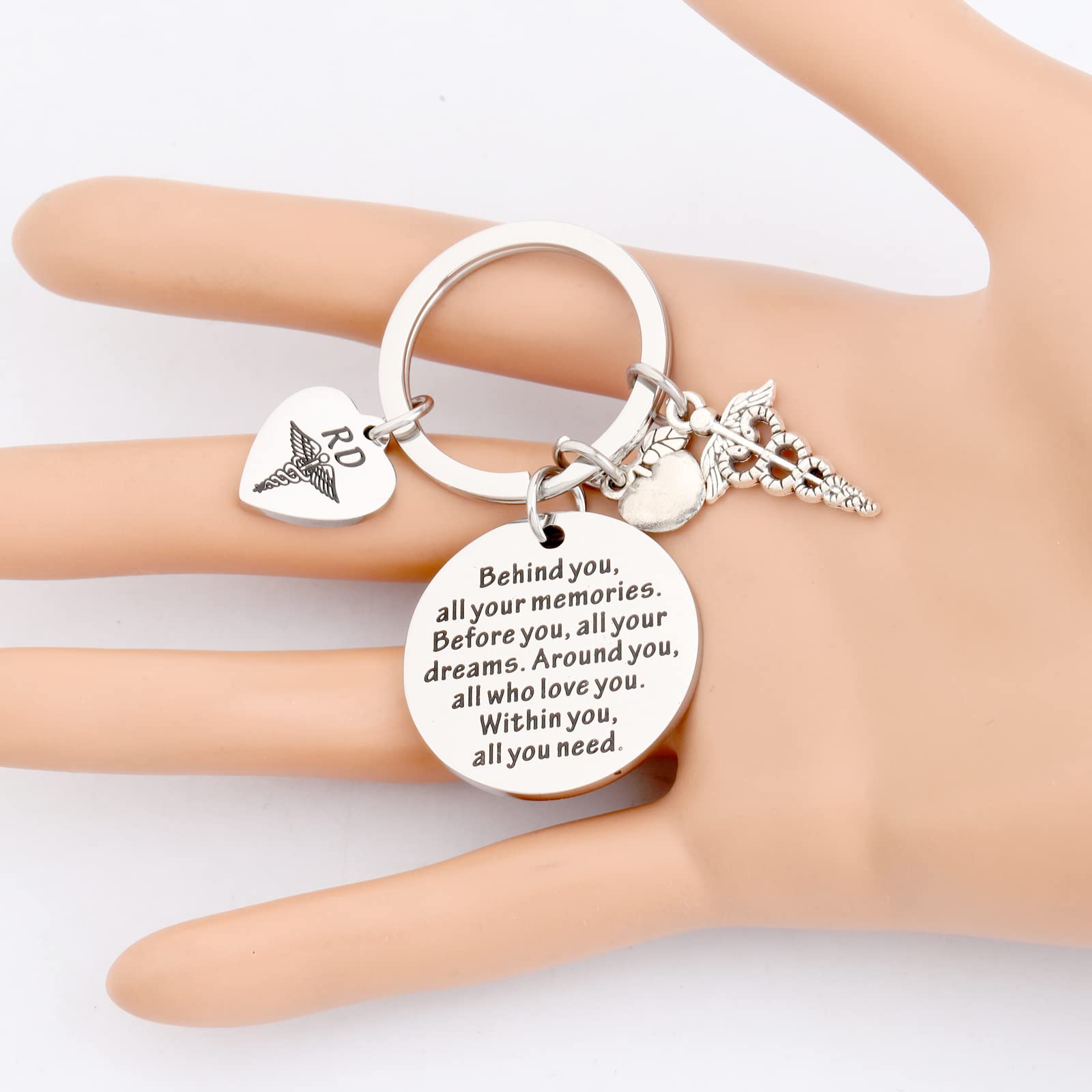FEELMEM RD Keychain Registered Dietitian Gift Nutritionist Gift Behind You All Your Memories Keychain Nutrition Student Graduation Gifts (RD-ky)