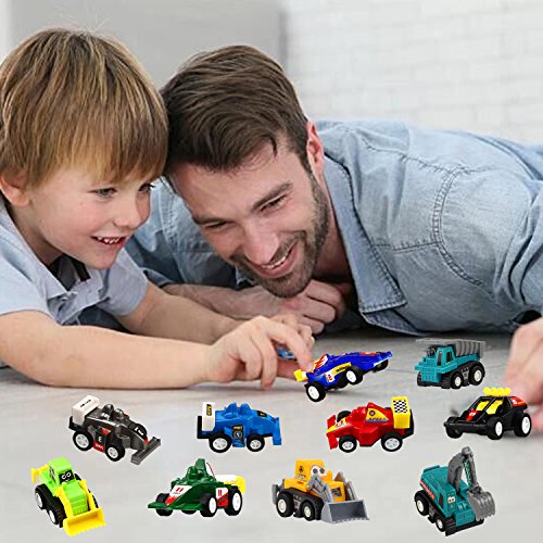 Pull Back Car, 20 Pcs Assorted Mini Truck Toy and Race Car Toy Kit Set, Play Construction Vehicle Playset for Boy Kid Child Party Favors Birthday Game Supplies Pinata Stuffers Easter Egg Hunt Fillers