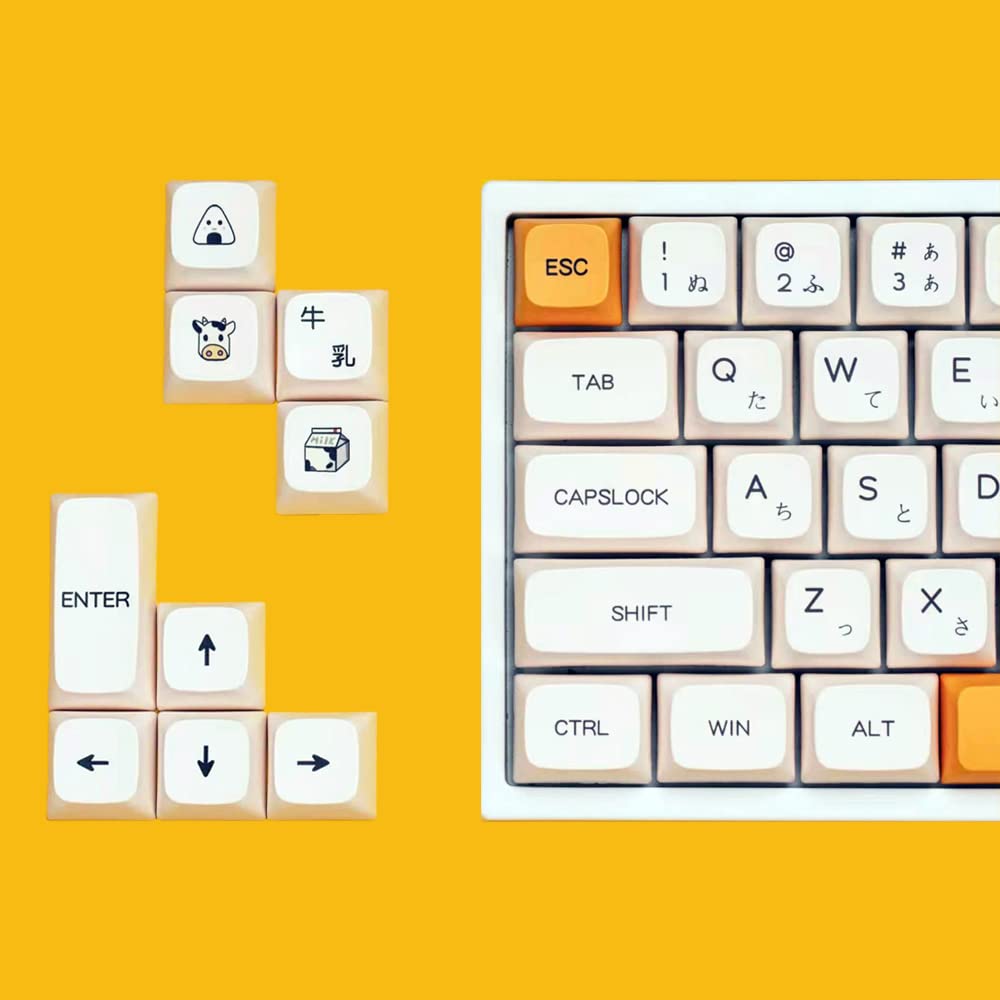 PBT Keycaps 140 Keys XDA Profile Keycaps Dye-Sublimation Japanese Honey Milk Keycap,ANSI Layout Keycap Suitable for Mechanical Gaming Keyboard Gateron Kailh Cherry MX Switches (Keycaps only)
