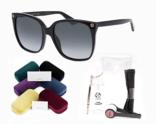 Gucci GG0022S Rectangular Sunglasses + Bundle with eSHADES Luxury Eyewear Kit