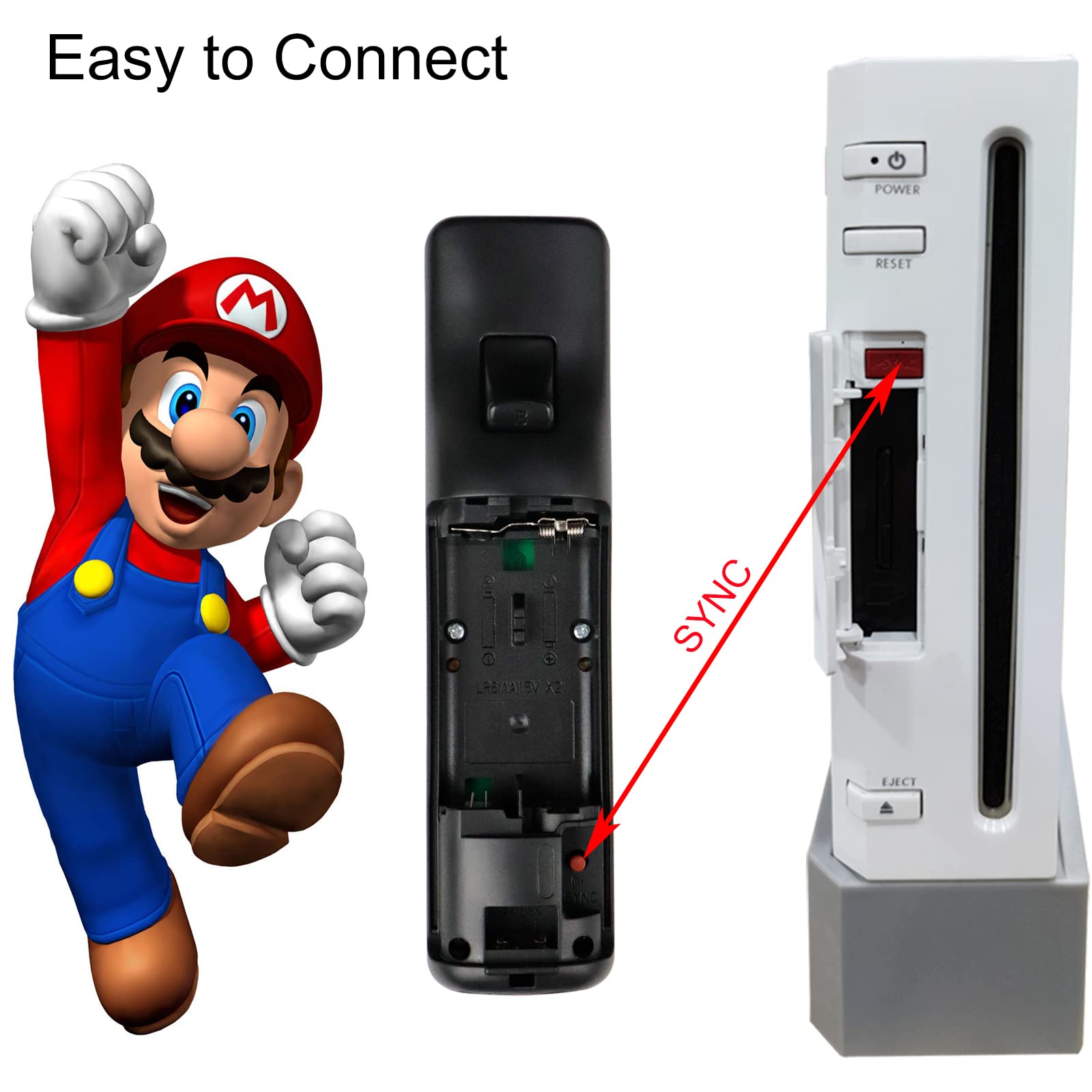 ECRABONE Wii Remote Controller with Motion Plus and Nunchuck Controller 2 Pack Compatible for Wii and Wii U Console, Wii Remotes with Silicone Case and Wrist Strap (Black + White)