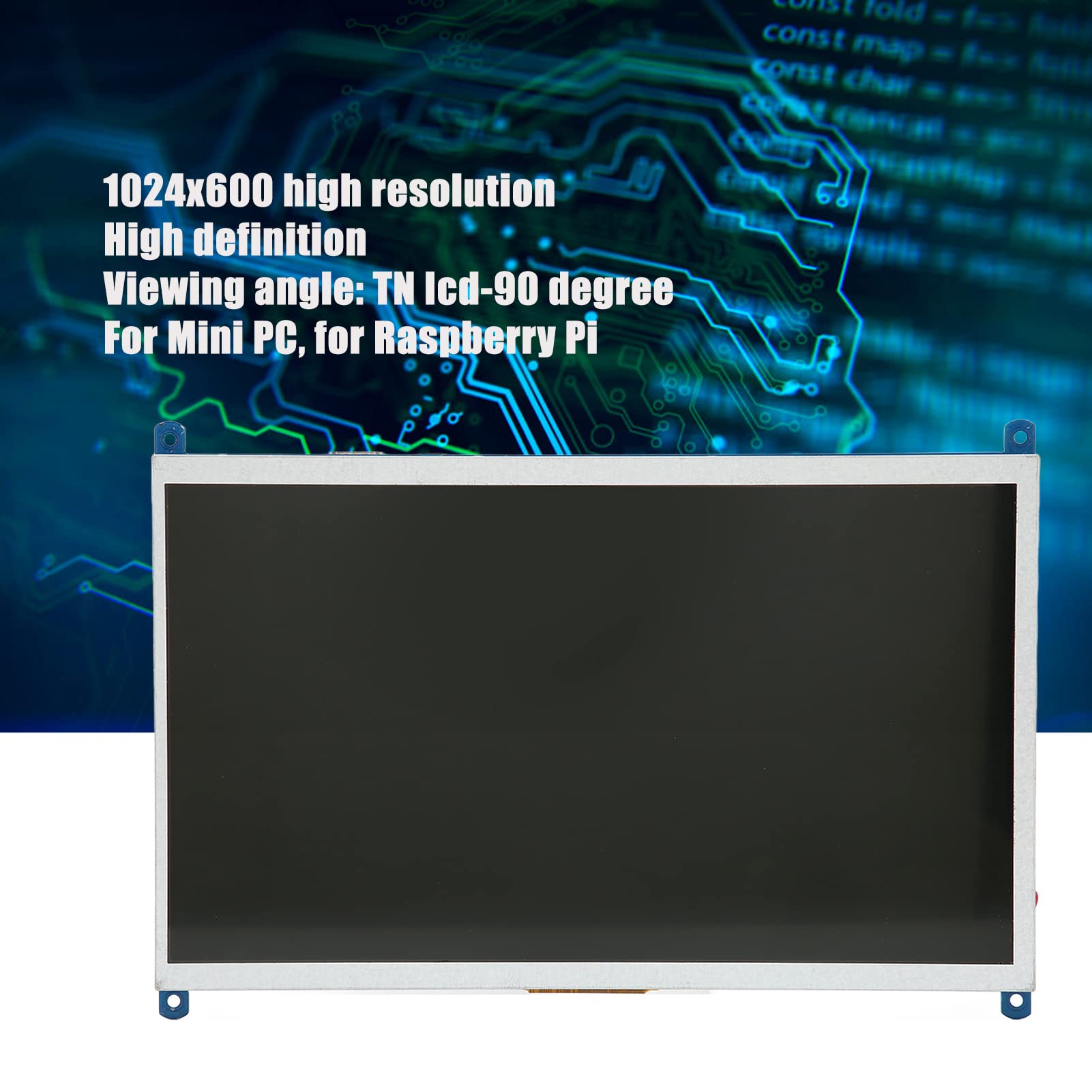 Kafuty-1 for Raspberry Pi 10.1 Inch Display Screen,1024x600 HDMI LCD Screen Display Monitor for Raspberry Pi Zero W,4,TN LCD 90