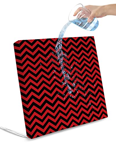 Porch Outdoor Chair Seat Cushion Covers Set Simple Ripple Waterproof Chair Pad Cover Black Red Chevron Stripe Slipcovers 4 Pack 20" x 18" x 4"