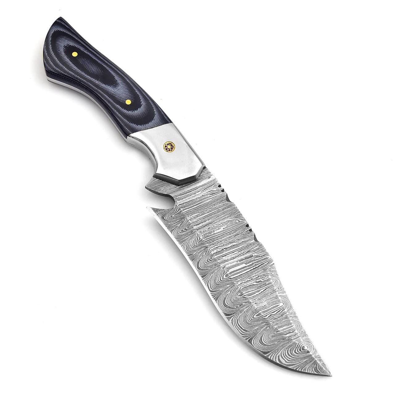 EcstaticVision Handmade Damascus Steel Knife Fixed Blade 9.5 inches Hunting Knife with sheath EV-1079