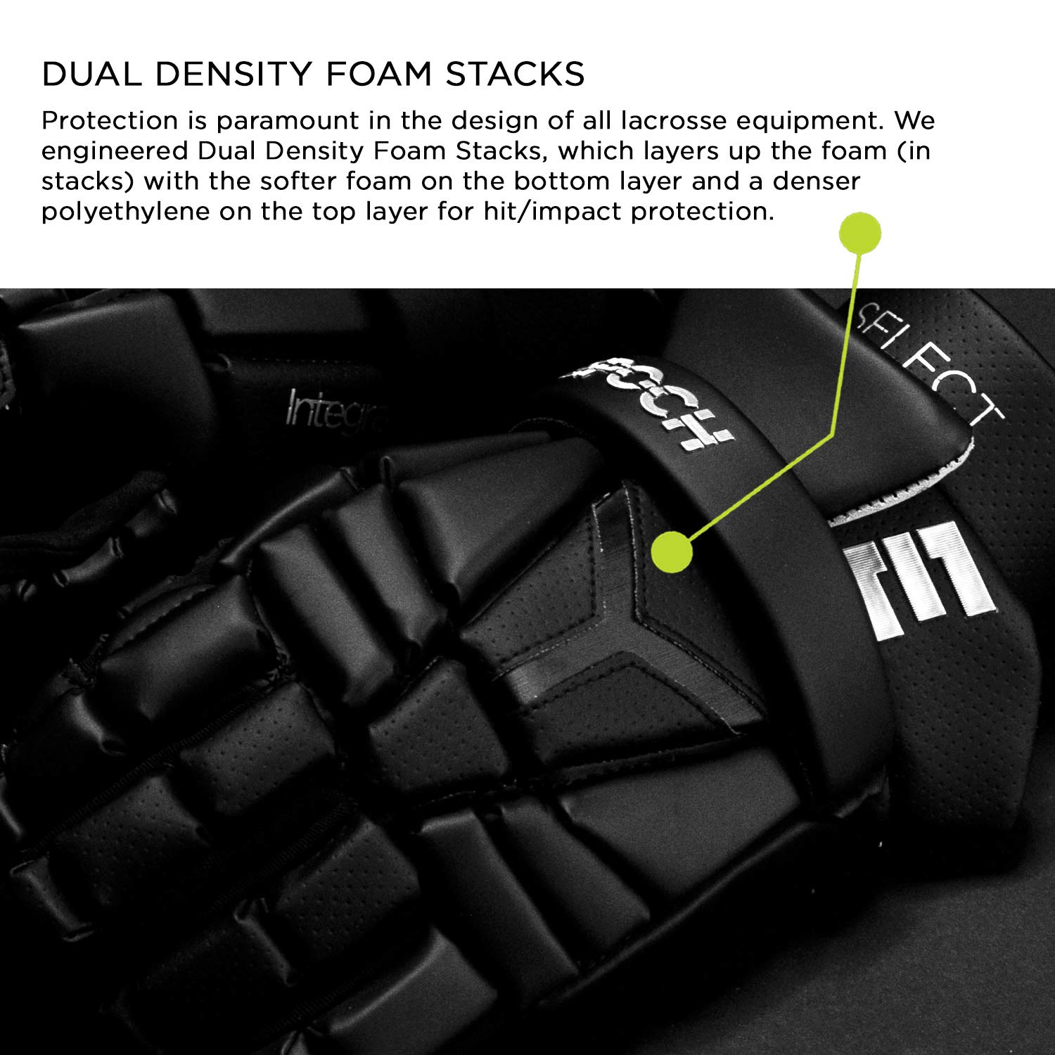 Epoch Integra Select Lacrosse Gloves with Dual-Density Foam and Adjustable Wrist, 13", Large, White