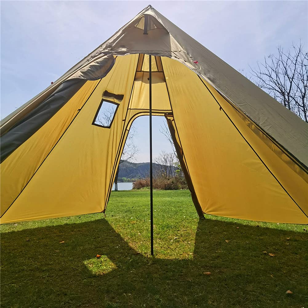 Genma0 Ultralight 2 Person Tipi Hot Tent with Fire Retardant Stove Jack for Flue Pipes with 2 Doors Brown Green (Brown-Green)