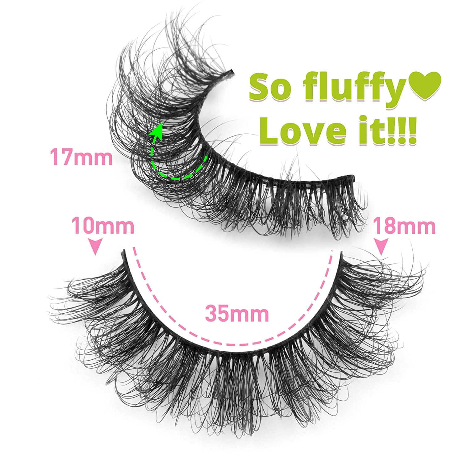 Mink Lashes Natural Look Fluffy False Eyelashes 17mm Wispy Eye Lashes D Curl Fake Eyelashes Pack by EYDEVRO (14 Pairs)