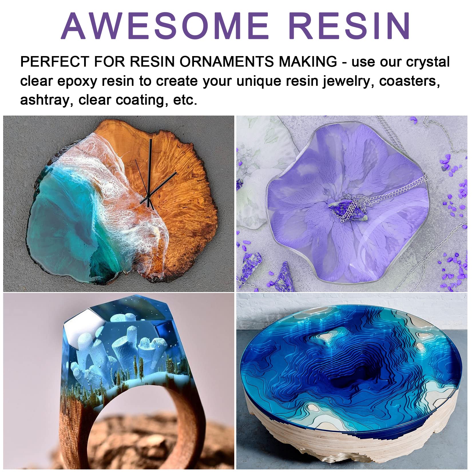 Epoxy Resin Crystal Clear Coating Kit 300ml - 2 Part Casting Resin For Art, Craft, Tumbler, Jewelry Making, Bonus Glove, Mixing Stick, Graduated Cup, Resin Pigment, Glitter, Dispensing Cup, Tablecloth