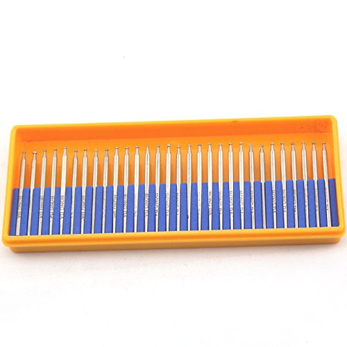 JINGLING Diamond Grinding Bits 1.5mm Spherical Head Bur w Shank 2.35mm Pack of 30Pcs