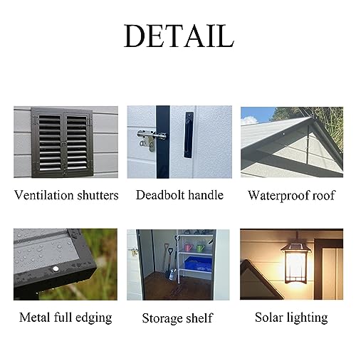 Storage shed,Sheds-Outdoor Storage Sheds,Storage shed with Ventilation shutters,Available as Temporary housing,It can Store All Kinds of Tools, with a Lock Design to Avoid Losing Items (Color : P)