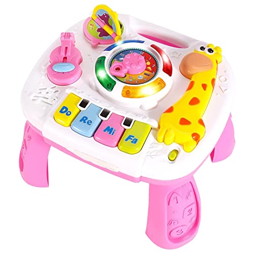 HERSITY Baby Toys Musical Learning Table, Activity Table for Babies 18+ Months, Learning Center Gifts for Toddler Boys Girls