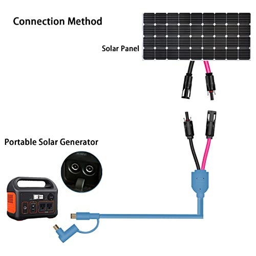 JacEnergy Solar Panel to DC 8mm Adapter Cable, Solar Connector to DC8mm ,DC 8mm Connector with DC8020 Converter for Portable Power Station GZ Yeti Jakery Solar Generator 12AWG+14AWG Heavy Duty