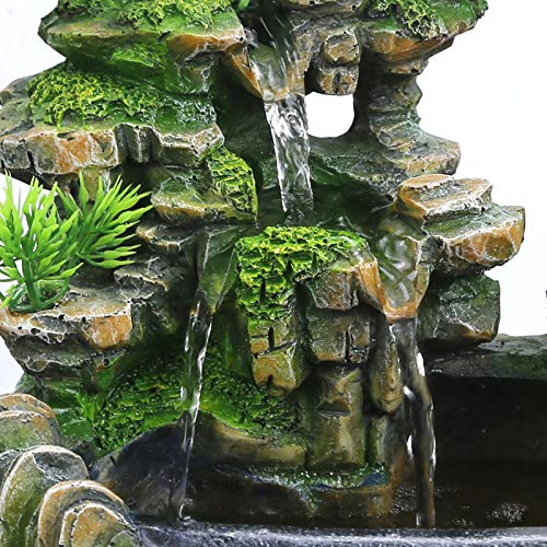 Xshelley Indoor Tabletop Fountains , Rockery, Water, Waterfall, Plants, Desktop Fountain, atomizing humidifier Fountain, Home Office Desktop Decorations, Automatic Pump with Power Switch