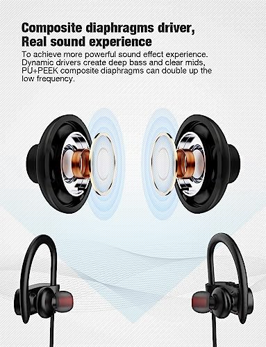 JOYWISE Bluetooth Headphones, Wireless Earbuds IPX7 Waterproof Sports Earphones