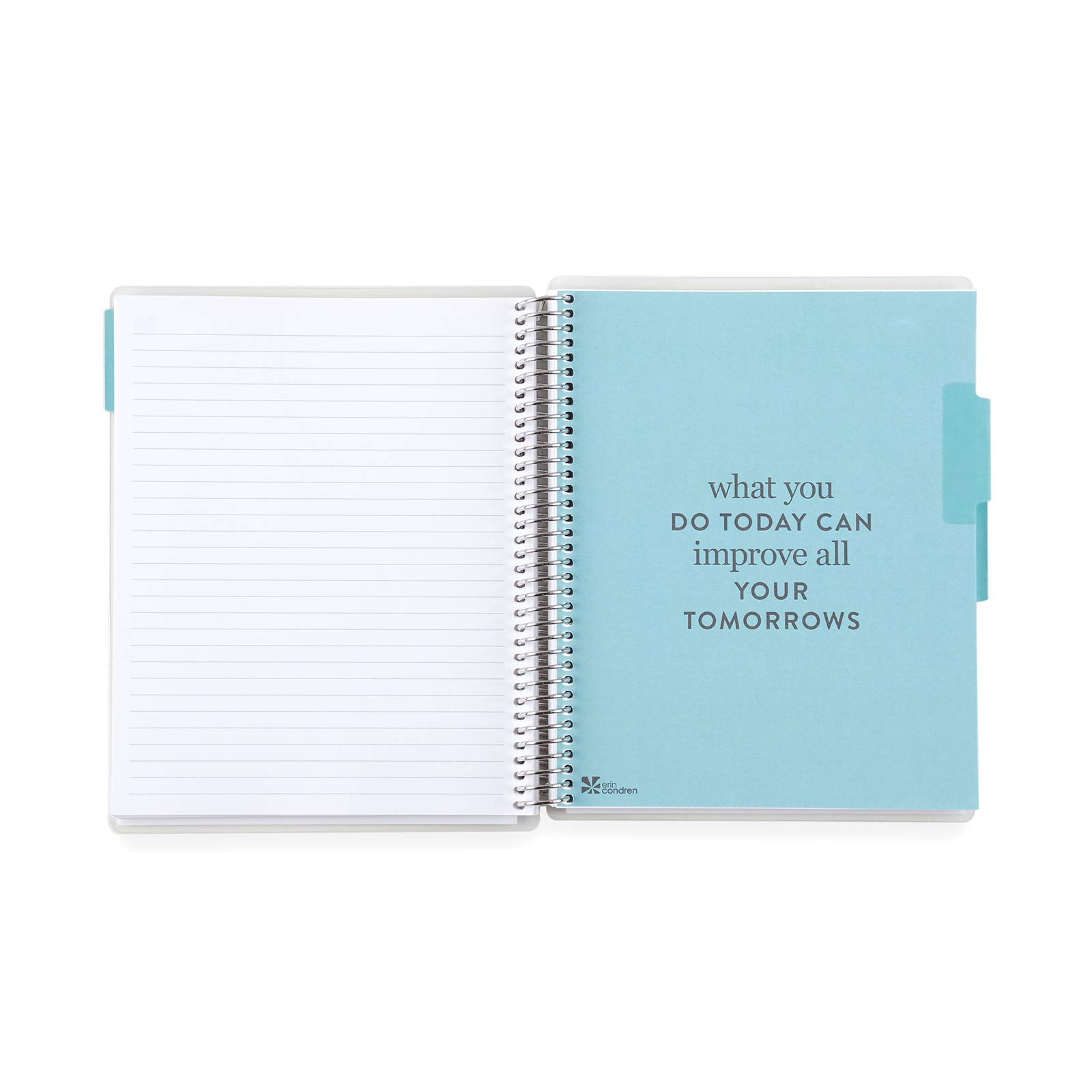 Erin Condren 7" X 9" Spiral Bound College Ruled Notebook - Watercolor Splash. 3 Subject Tabbed. 160 Lined Page Note Taking & Writing Notebook. 80Lb Thick Mohawk Paper. Stickers Included