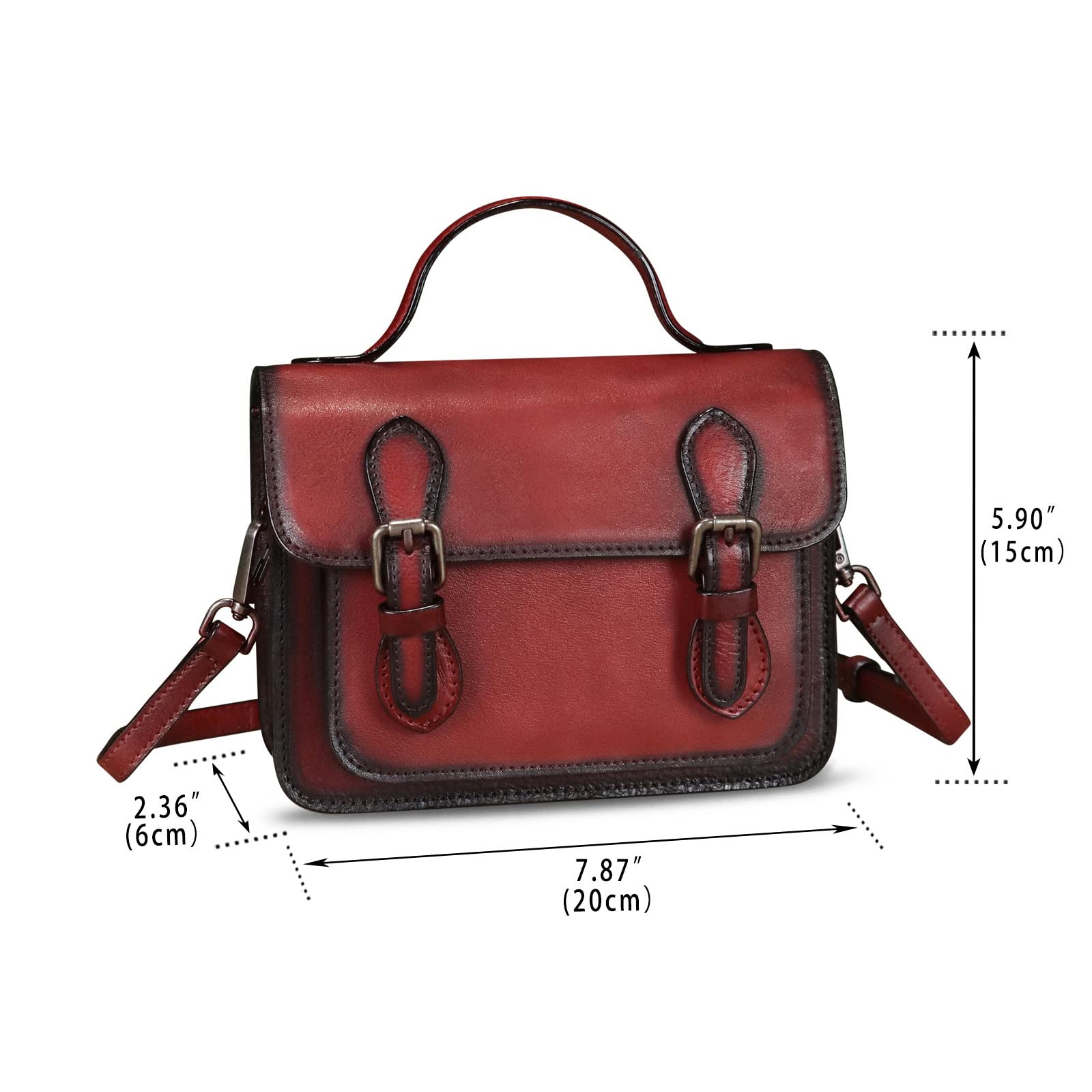 Genuine Leather Satchel Purse for Women Vintage Handmade Top Handle Handbag Crossbody Purse (Darkgrey)