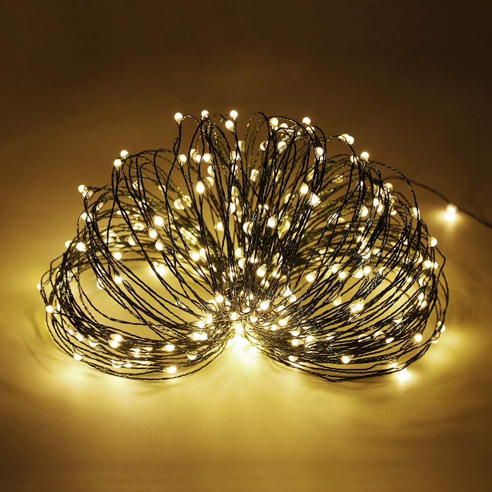 ER CHEN 66ft Led String Lights, 200 Led Starry Lights on 20M Green Copper Wire String Lights Power Adapter + Remote Control(Multicolor)