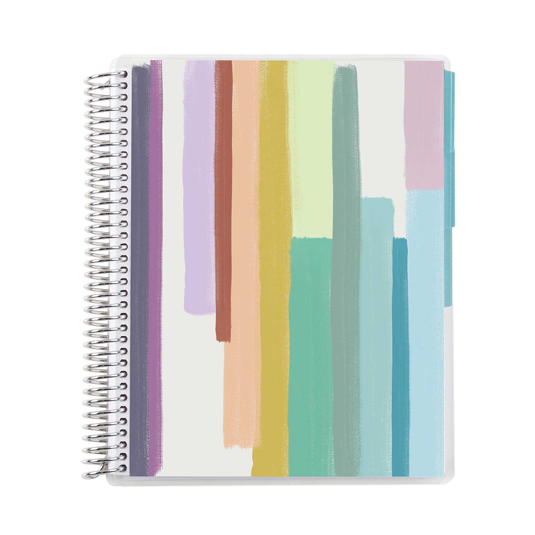 Erin Condren 7" x 9" Spiral Bound Graph Paper Notebook - Painted Stripes. 3 Subject Tabbed. 160 Page Writing, Drawing & Art Gride Ruled Notebook. 80 lb. Thick Mohawk Paper. Stickers Included