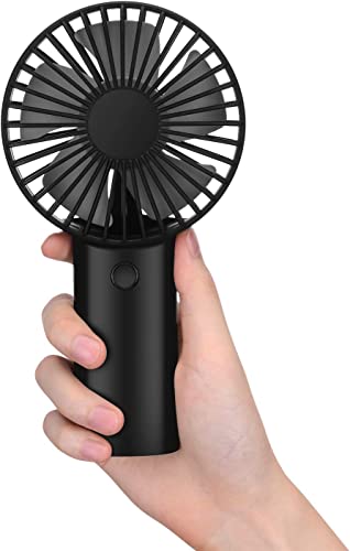 Portable Handheld Fan, 4000mAh Battery Powered Rechargeable Personal Fan, 6-15 Hours Working Time, Suitable for Outdoor Activities, Mini Hand Fan, Suitable for Travel/Work/Makeup/Office - Black