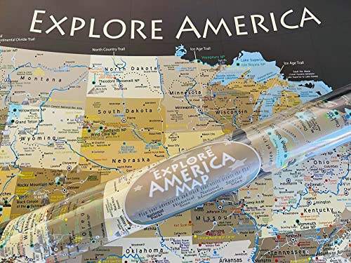 National Parks Map Poster with USA Travel Destinations (24W x 16H inches)