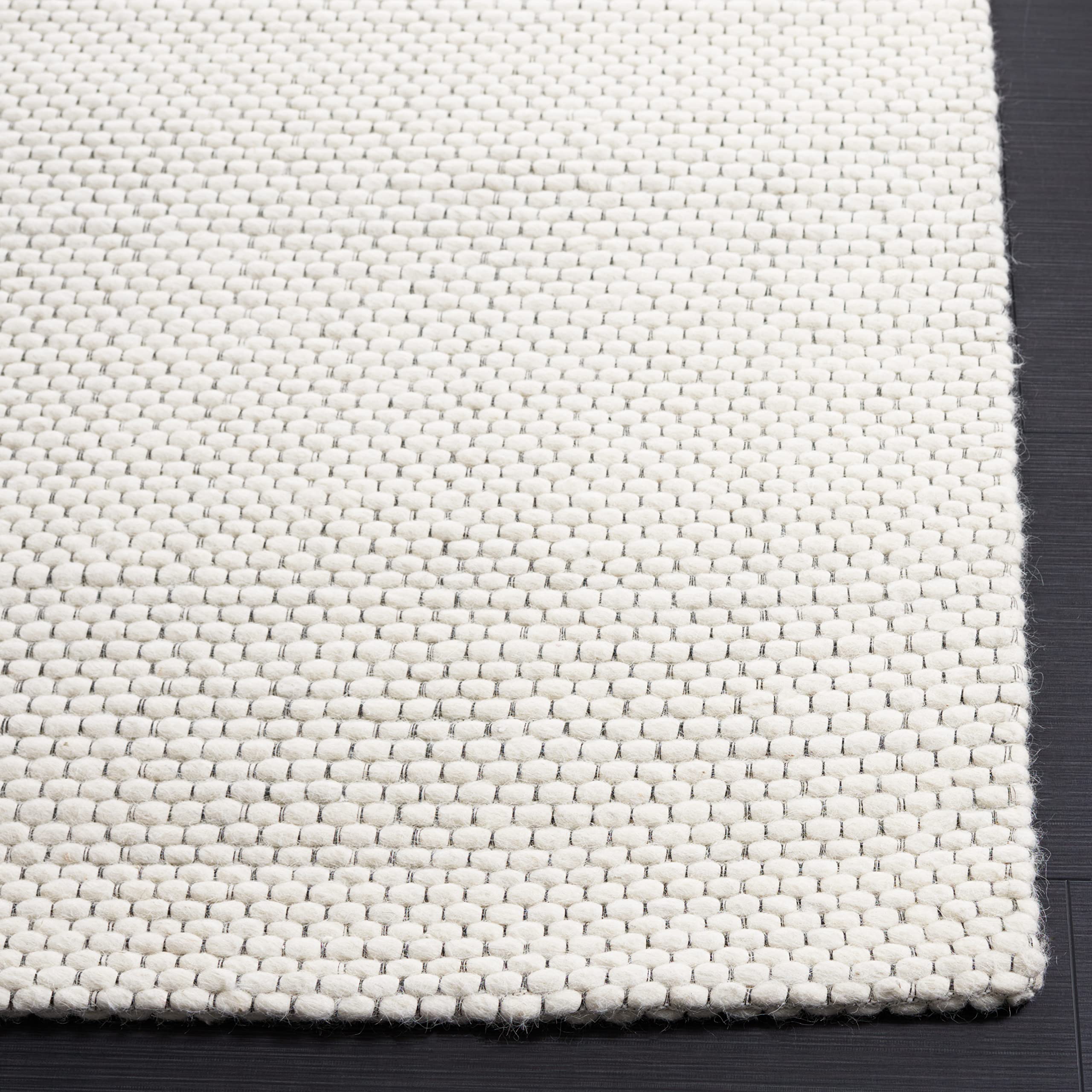 SAFAVIEH Natura Collection Area Rug - 8' x 10', Ivory, Handmade Solid Wool, Ideal for High Traffic Areas in Living Room, Bedroom (NAT801A)