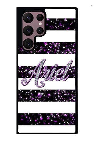 Purple Silver Bars Personalized Black Rubber Phone Case Compatible With Samsung Galaxy S23 S23+ Ultra S22 S22+ S21 S21FE S21+ S20FE S20+ S20 Note 20 S10 S10+ S10e