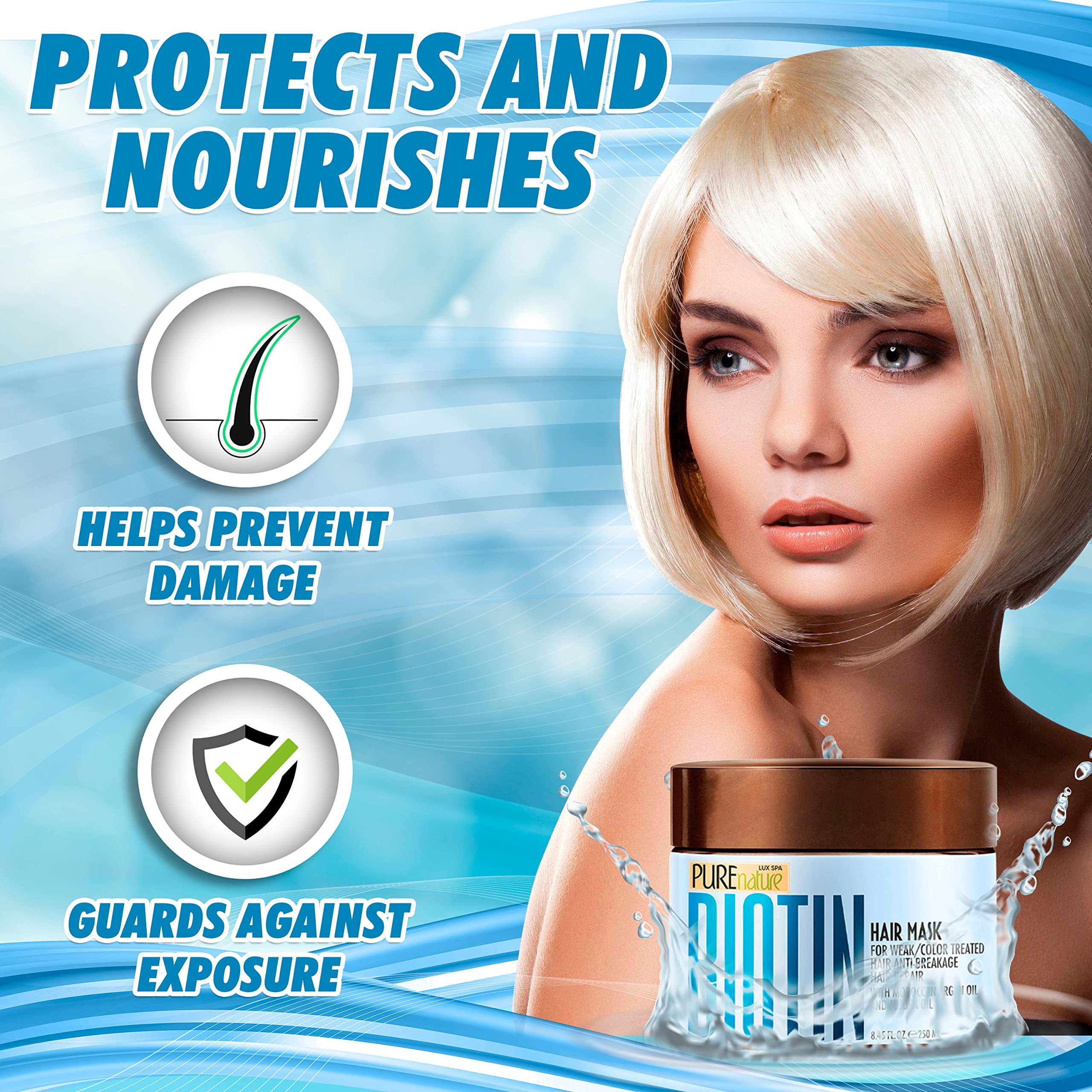PURE NATURE Biotin Shampoo and Conditioner Set and Biotin Hair Mask