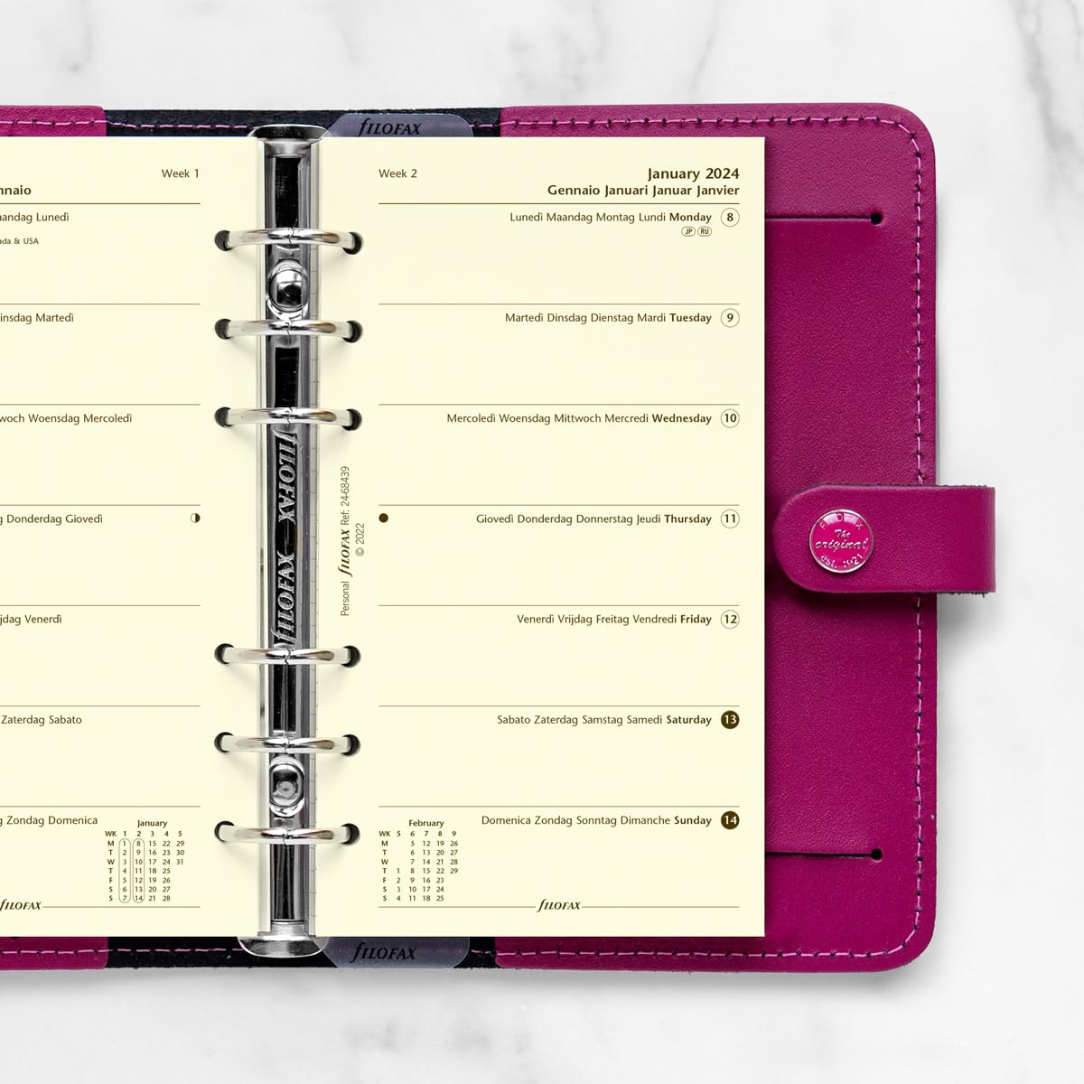 Filofax Personal week per page 5 language cotton cream 2024 diary