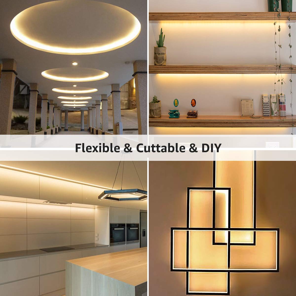 Lepro LED Strip Light White, 16.4Ft Dimmable Vanity Lights, 3000K Super Bright LED Tape Lights, 300 LEDs SMD 2835, Strong 3M Adhesive, Suitable for Home, Kitchen, Under Cabinet, Bedroom, Warm White