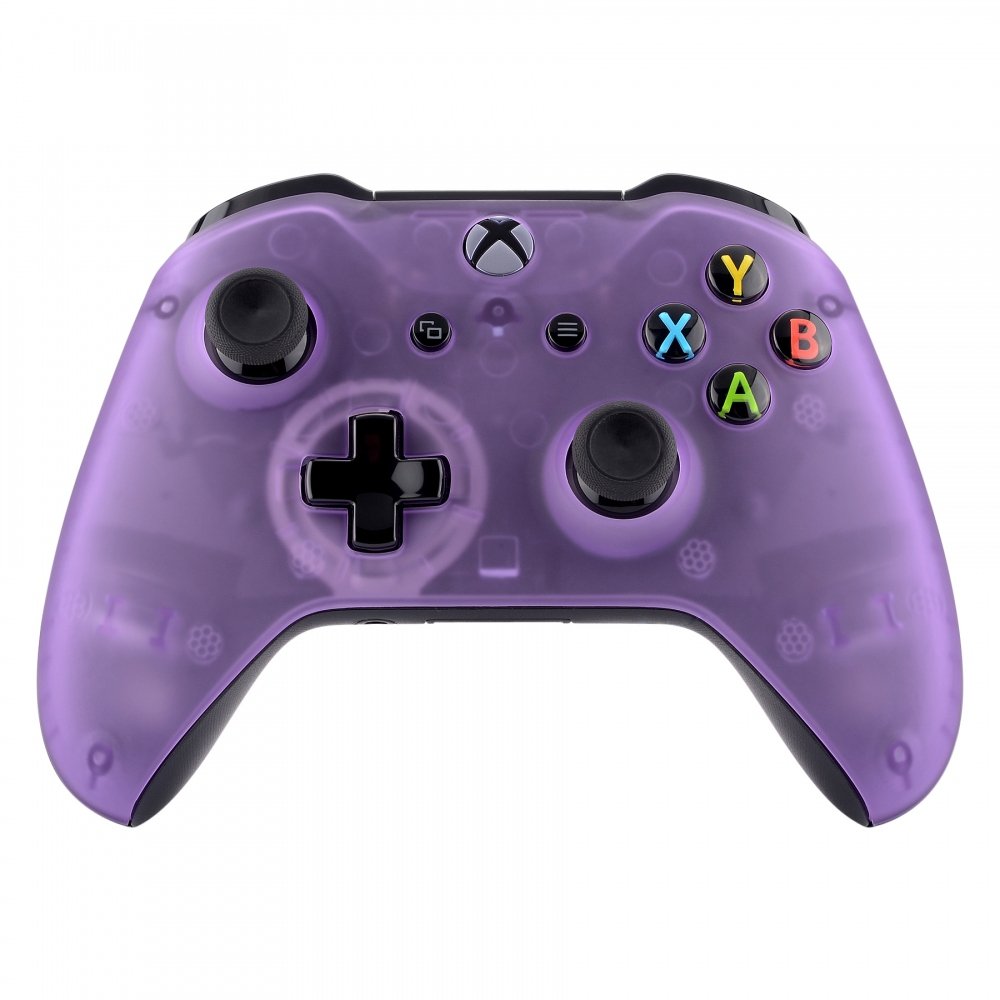eXtremeRate Foggy Clear Purple Faceplate Cover for Xbox One Wireless Controller (Model 1708), Custom Replacement Front Housing Shell for Xbox One S & Xbox One X Controller - Controller NOT Included