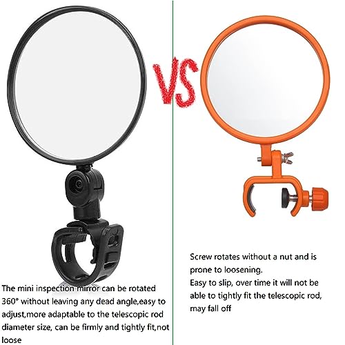 Smart Mini Inspection Mirror for Extension Pole Attachment Stand Can Rotated 360° and Silicone Buckle Can Adjusted for A More Secure Fit Inspect Roofs Gutters Inside Duct Work Birds’ Nests 1Pcs