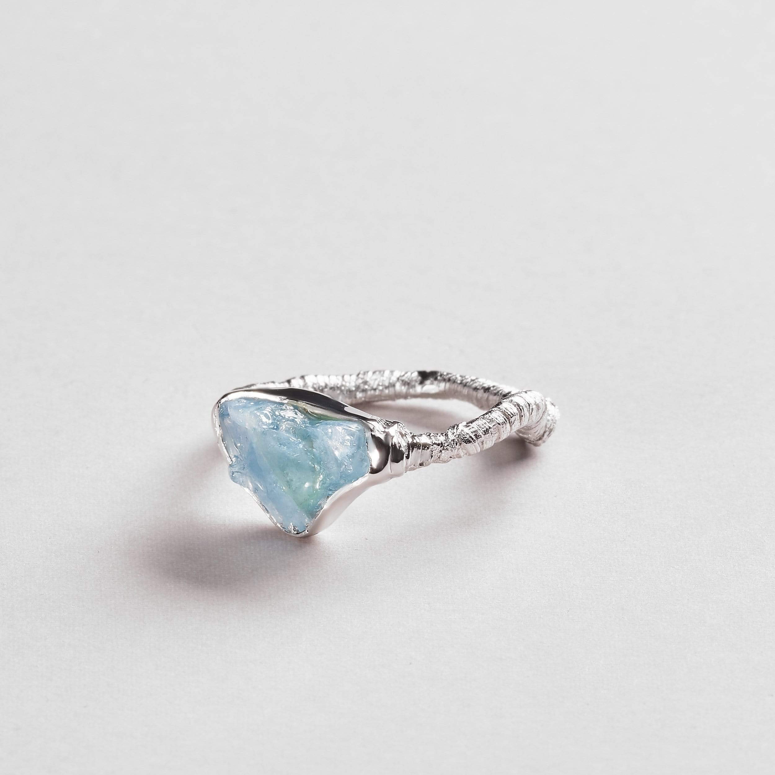 german kabirski 8.60 Carat Blue Aquamarine Handmade Ring in 925 Sterling Silver with White Rhodium Plating Size 7.5