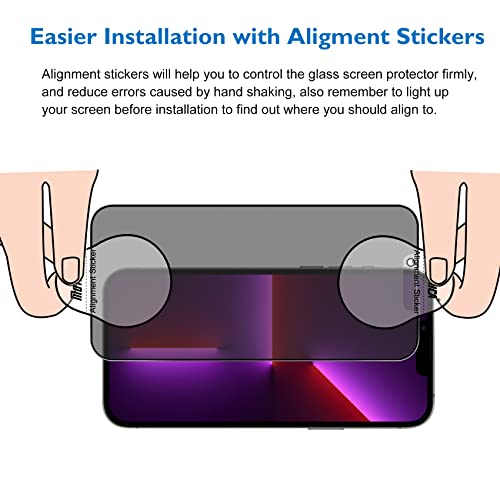 Mothca for iPhone 14/iPhone 13/13 Pro (6.1-inch) Matte Privacy Screen Protector [NOT for iPhone 14 Pro] with Alignment Sticker, Full Coverage Anti-Spy Anti-Glare Anti-Fingerprint Tempered Glass Film