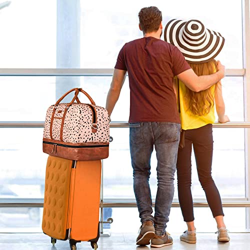 Weekender Bags for Women, Large Overnight Bag Canvas Travel Duffel Bag Carry On Tote with Shoe Compartment 21" for Women & Men 3Pcs Set