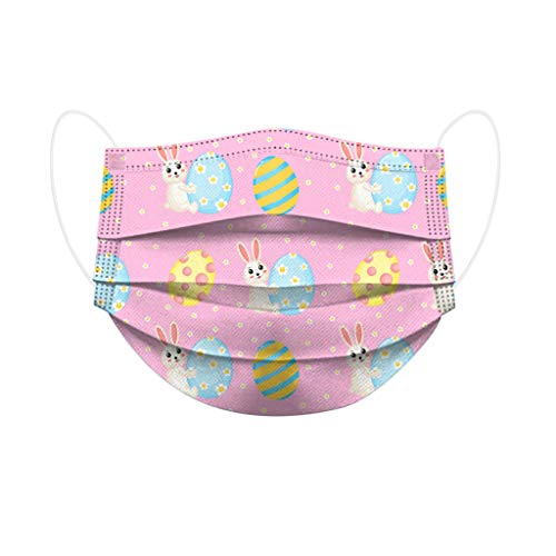 Leutsin 50PC Easter Face Masks Disposable for Adult Happy Easter Paper Holiday Mask with Rabbit Designs for Women Men (Bunny #04)