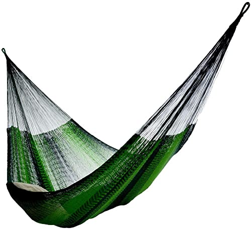 Hammocks Rada Mayan-Made Matrimonial Yucatan Hammock - Two Person Hammock - Artisan Crafted in Central America - Fits 12.5 to 13 Feet Hammock Stand - Up to 550 Pounds, Two Green - Hanging Bed