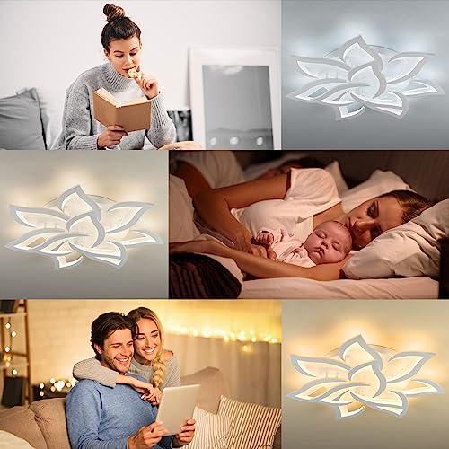 LED Ceiling Light Dimmable ,Modern Flower Ceiling Light with Remote Control, Chandelier for Ceiling Large Lamps, Acrylic Ceiling Lighting Fixtures for Living Room Bedroom 10 heads/Ø85cm/33.5in