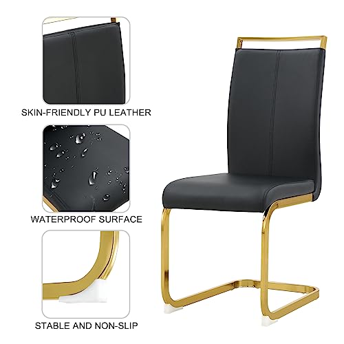 JUFU Modern Dining Table Set for 6,Rectangula Kitchen Table Set with Faux Marble Tabletop&6 Pu Leather Upholstered Chairs Ideal for Dining Room, Kitchen