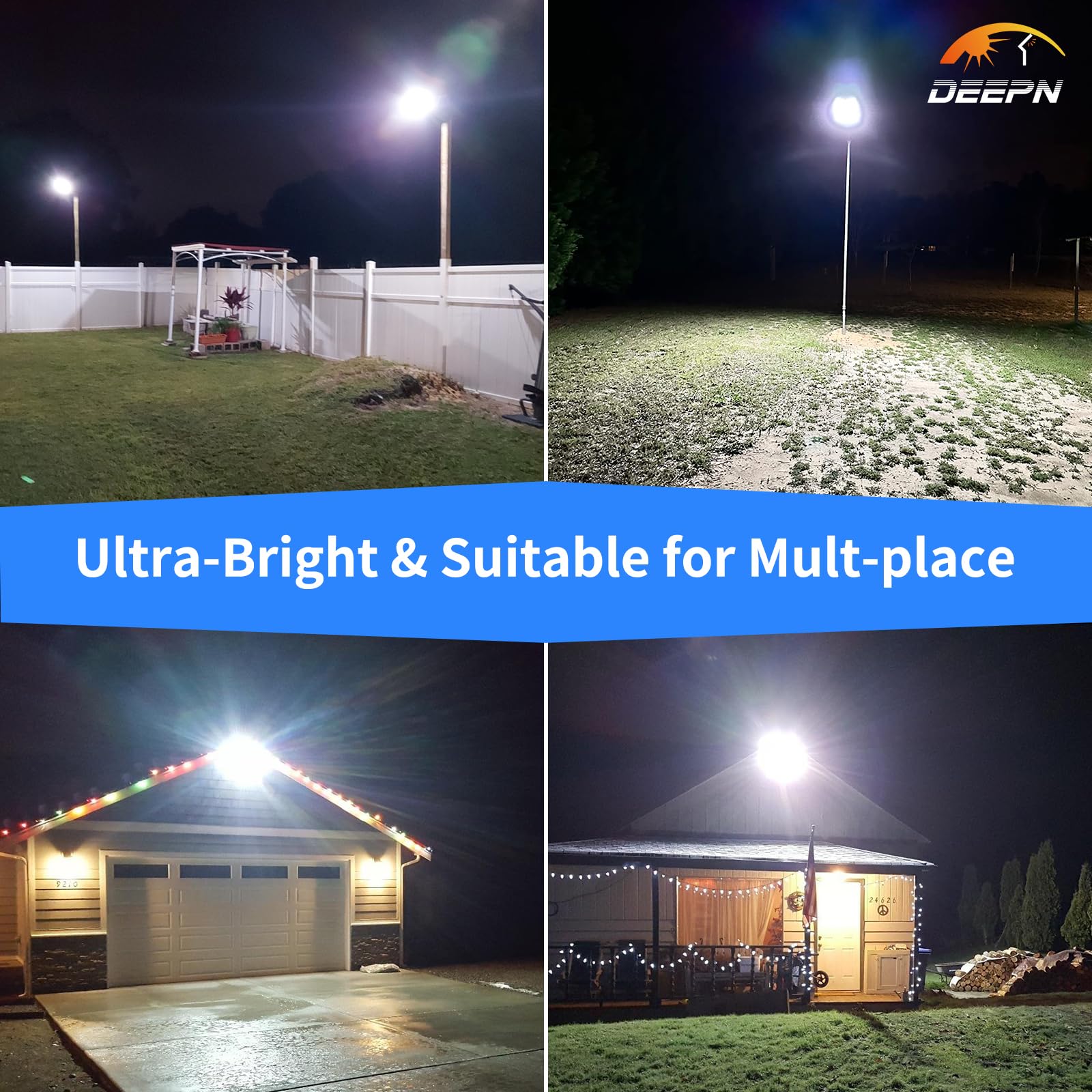 Solar Street Lights Outdoor, Solar Parking Lot Lights Commercial Grade 420000 Lumens Solar Lights Outdoor Waterproof Dusk to Dawn Motion Sensor with Remote Control, 4 Pack