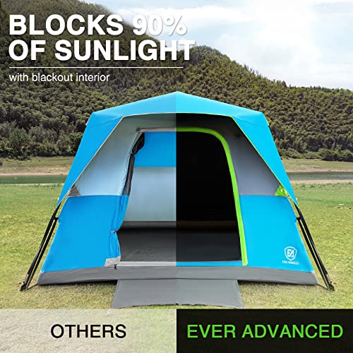 EVER ADVANCED 6 Person Blackout Camping Tent Instant Cabin Tents for Family with Rainfly, 60s Easy Setup, Water-Resistant, Blue