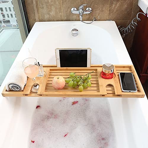 IRDFWH Wooden Bath Tray Bathroom Shelves Apply for Pad/Book/Tablet Home Bathrooms Accessories