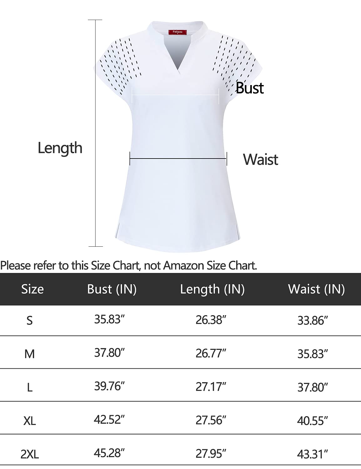 Felisou Golf Clothes for Women,Tennis Polo Shirts Athletic Moisture Wicking Running Short Sleeve Sport T Shirts V Neck Summer Casual Clothes White M