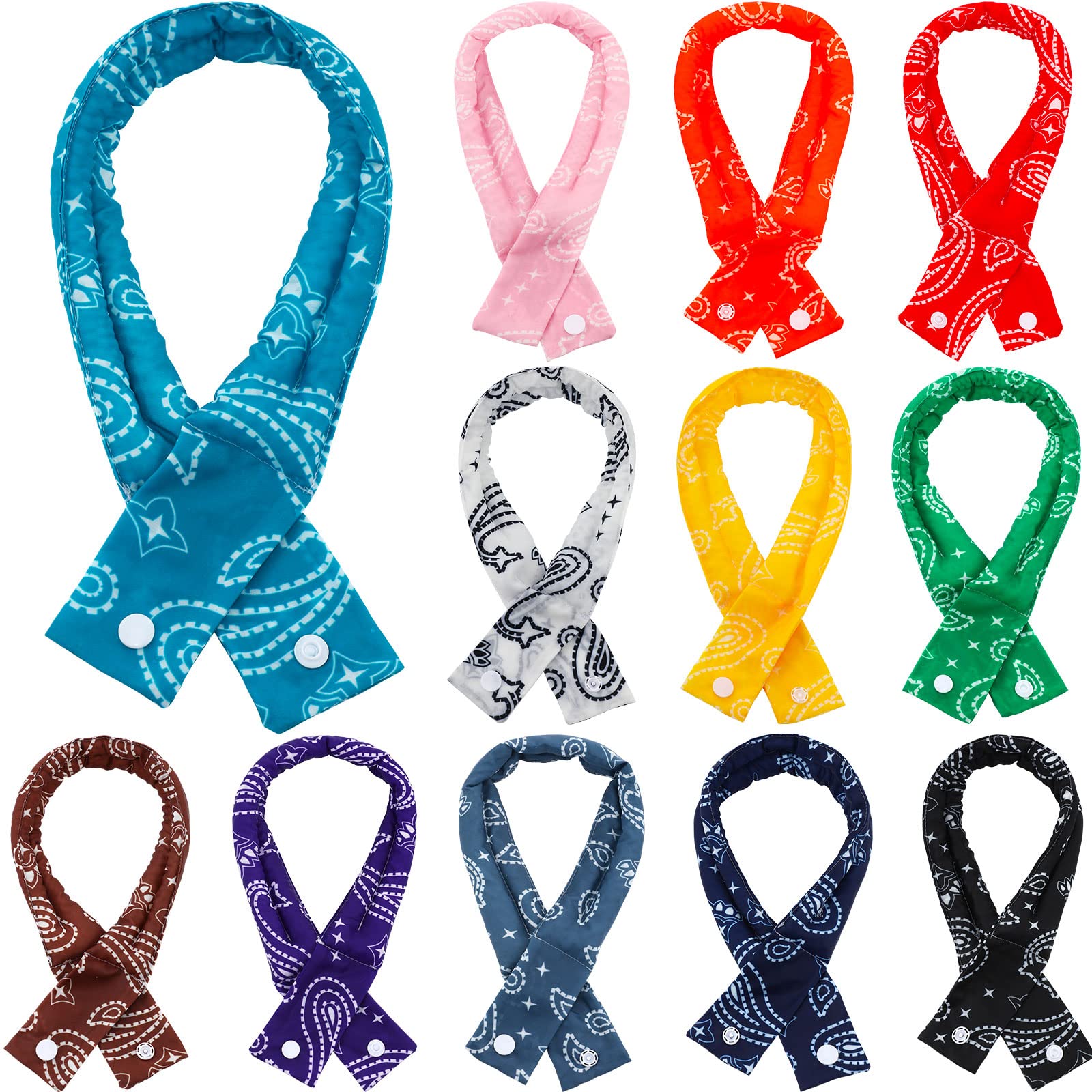 Geyoga 12 Pcs Cooling Neck Wraps Cooler Ice Wrap Scarf Bandanas for Summer Women Men Walking Riding Outdoor(Basic Style)