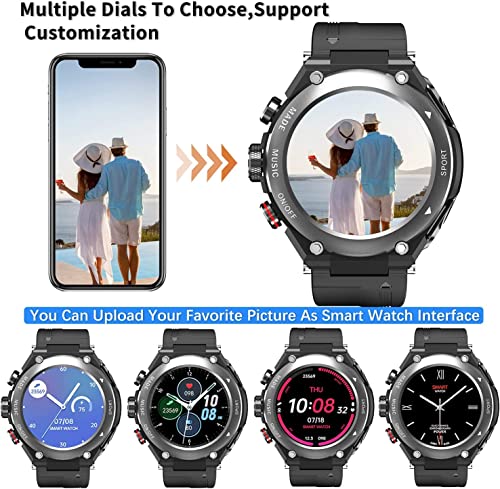 Smart Watch with Earbus,4 in 1 Watch with Earbuds Make Receive Calls,Combo Smart Watch&TWS Earbuds&MP3&BluetoothSpeakers for Android iOS,Men Women Smart Watch with Sleep Monitor Messages (Black)