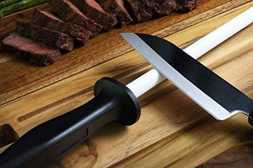 ERTDDE Ceramic Honing Rod, Knife Sharpener Rod with 2 Grit Options, a Firm-Grip Handle (10IN)