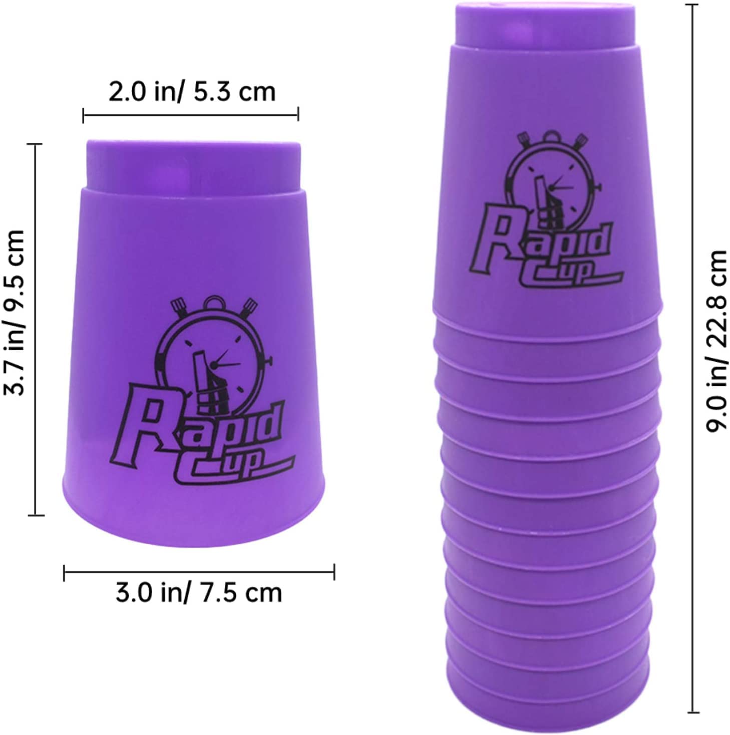 Erlsig 24 Pack Sports Stacking Cups, Quick Stack Cups Set Speed Training Game for Travel Party Challenge Competition, Blue+Purple