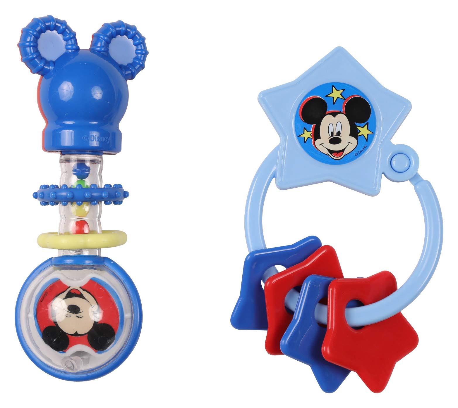 Disney Mickey Mouse Combo Pack Barbell Rattle & Keyring Teether, Mickey