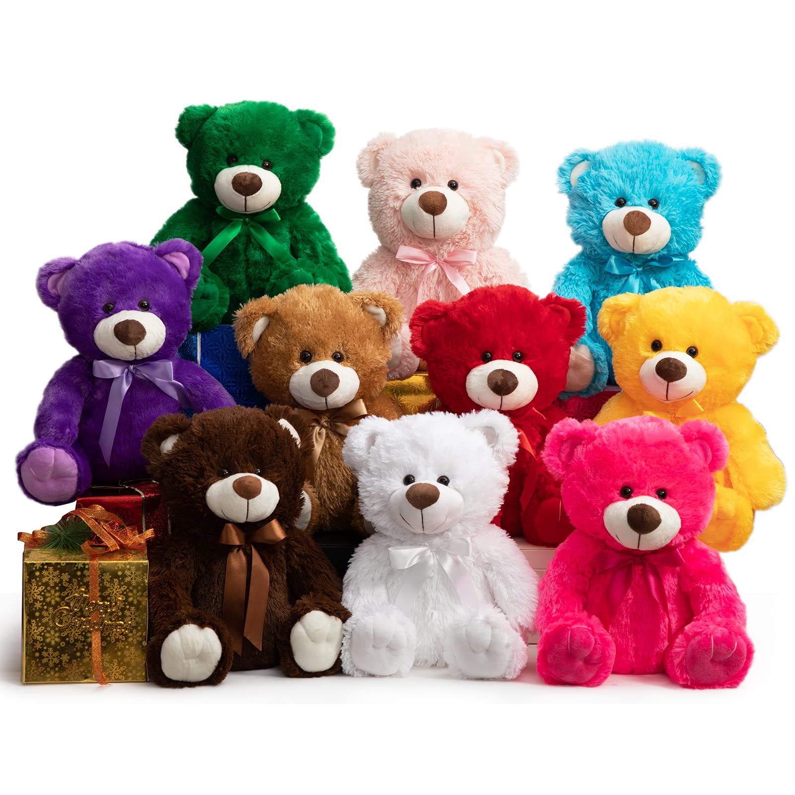 HOHO Super Color Teddy Bear Stuffed Animals Plush Stuffed Bear Congratulations Baby Shower Birthday Pink 14 inch