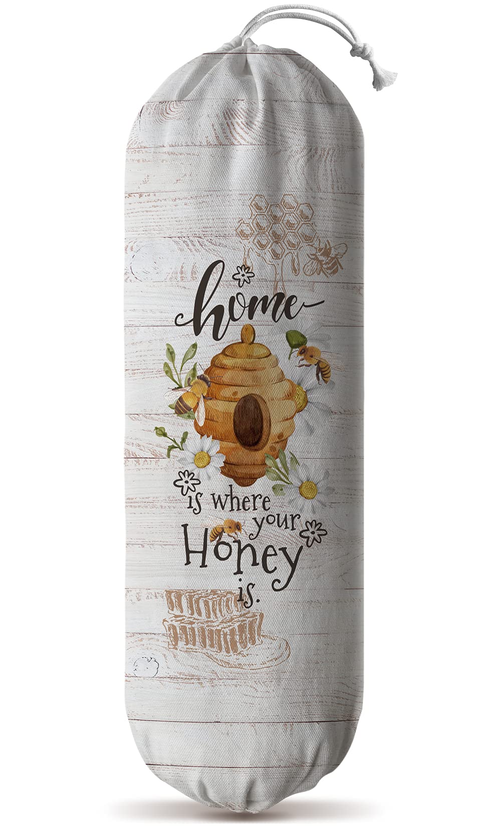 Hglian Farmhouse Plastic Bag Holder Dispenser and Honey Home Grocery shopping bags Storage saver Organizer