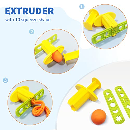 Play Dough Tools Set for Kids - Playdough Toys Accessories with Stamps Cutter Scissor Rolling Pin and Storage Box, Party Favors Set for Age 2-8